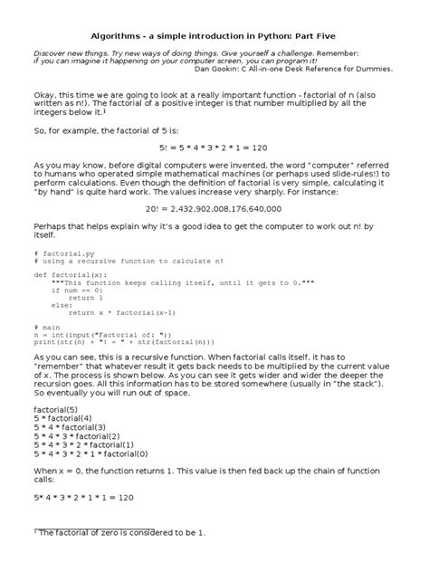 Algorithms A Simple Introduction In Python Part Five Pdf Algorithms Function Mathematics