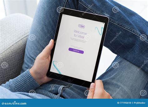 Man Holding IPad Pro Space Gray Messaging Voice Service Viber Editorial Stock Photo Image Of