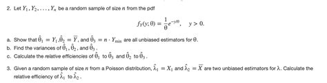 solved 2 let y1 y2 … yn be a random sample of size n from