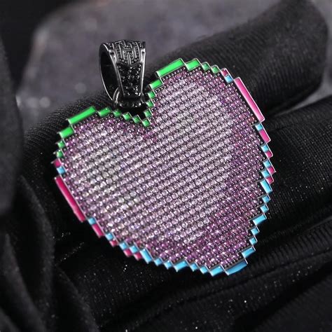 Blocky 3d Heart Necklace Minecraft Inspired Jewelry Eseres Jewelry