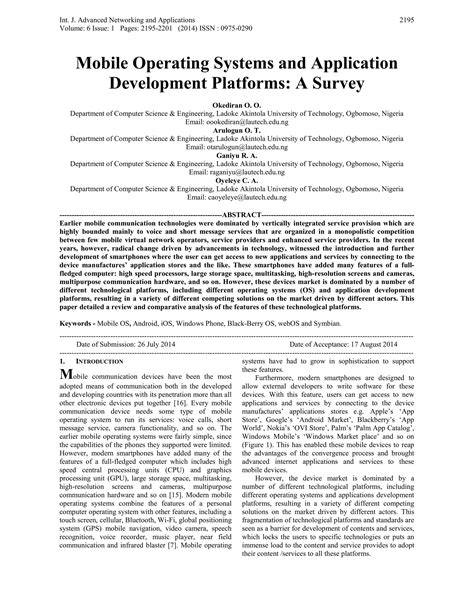 Mobile Operating Systems And Application Development Platforms A Survey Pdf