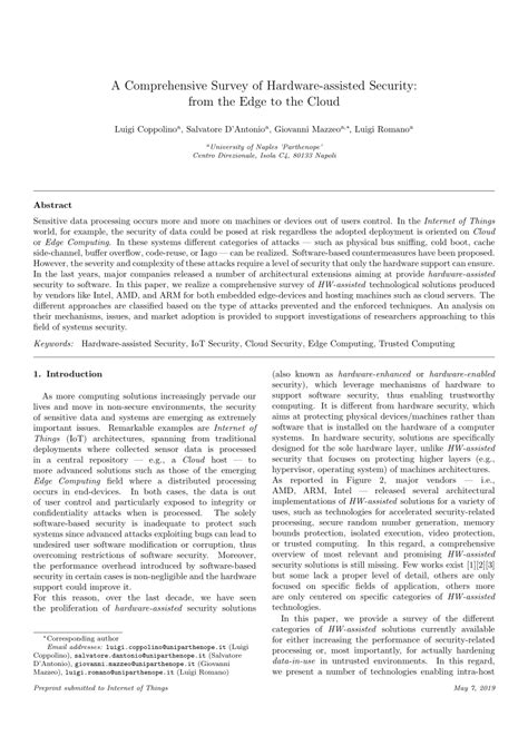 Pdf A Comprehensive Survey Of Hardware Assisted Security From The