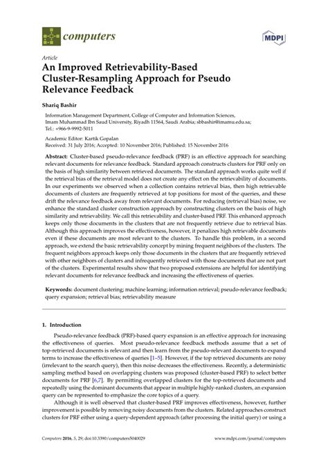 pdf an improved retrievability based cluster resampling approach for