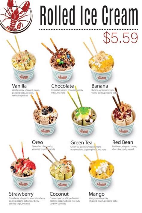Delicious Ice Cream Poster Colorful Rolled Ice Cream Flavors Ice
