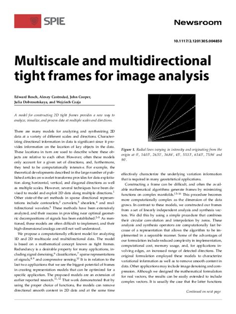 pdf multiscale and multidirectional tight frames for image analysis