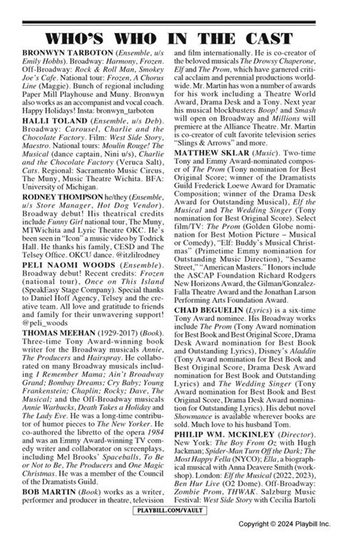 Elf Broadway Marquis Theatre 2024 Playbill