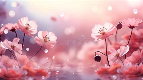 Background With Cherry Blossoms Smooth Blur Generate Ai Stock
