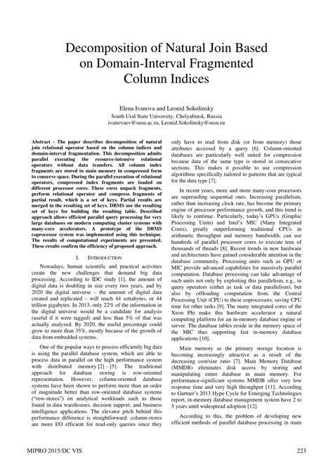 Pdf Decomposition Of Natural Join Based On Domain Interval Fragmented Column Indices