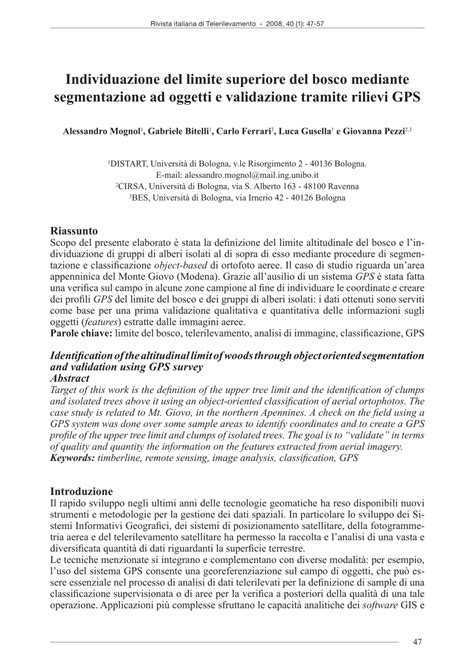 Pdf Identification Of The Altitudinal Limit Of Woods Through Object Oriented Segmentation And