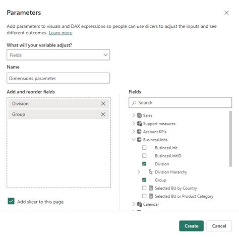 field parameters zebra bi knowledge base