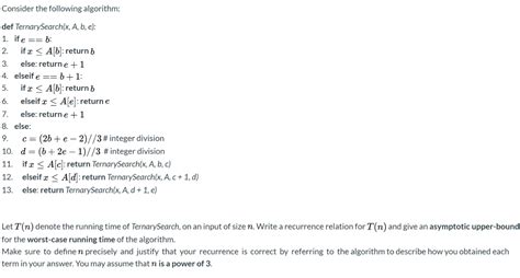 Solved Consider The Following Algorithm Def