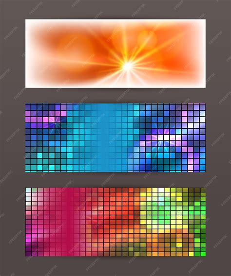 Premium Vector Set Horizontal Banner Design Element Background Glow Abstract Shape09