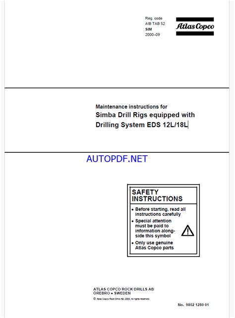 Atlas Copco Simba Drill Rigs Equipped With Drilling System Eds 12l18l