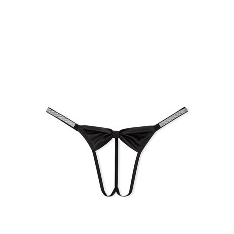 Трусики Shine Bow Satin Crotchless V String Panty купити в Dazzle