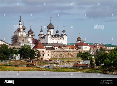 A View Of The Russian Orthodox Solovetsky Monastery Founded In 1436 By