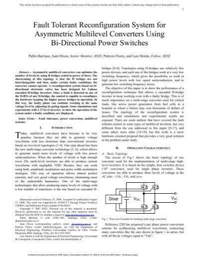 Fault Tolerant Reconfiguration System For Asymmetric Multilevel