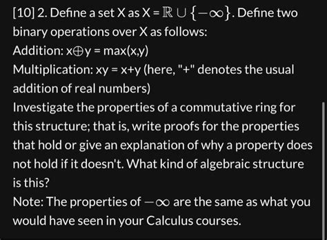 Solved 10 2 Define A Set X As X R Define Two Binary Chegg Com