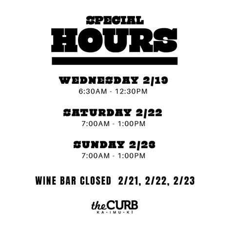 The Curb ️ Special Hours ️ Facebook