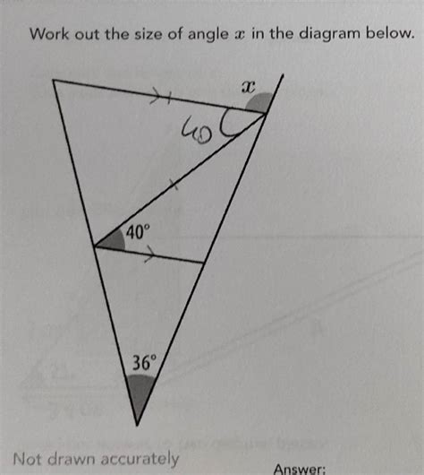 Solved Work Out The Size Of Angle X In The Diagram Below Not Drawn Accurately Answer Math