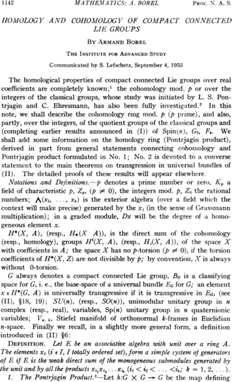homology and cohomology of compact connected lie groups pnas