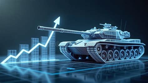 A Tank Beside An Upward Trending Chart With An Arrow Symbolizing