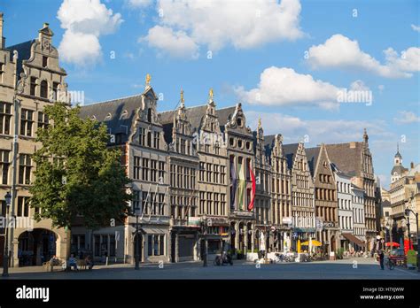 Guild Houses In Main Market Square Antwerp Flanders Belgium Stock