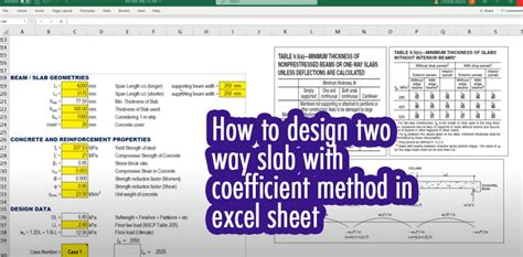 How To Design Two Way Slab With Coefficient Method In Excel Sheet