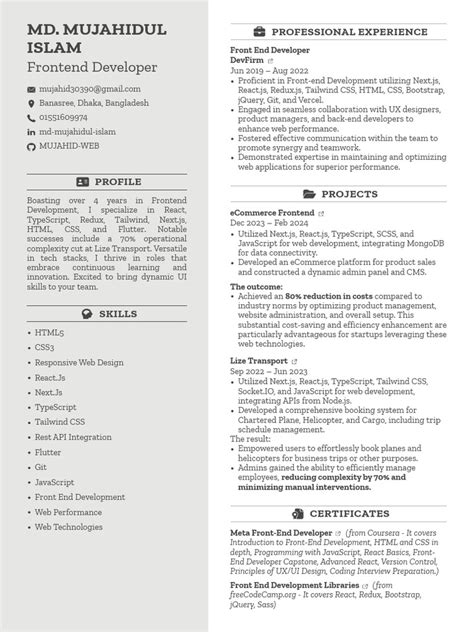 Resume Of Mujahid Pdf Bootstrap Front End Framework Java Script