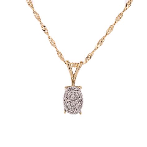 10k Yellow Gold 010ct Micro Diamonds Oval Shape Pendant King Johnny