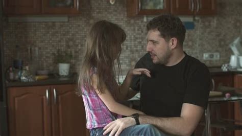 Father Little Daughter Fooling Around Playing Stock Footage Video 100