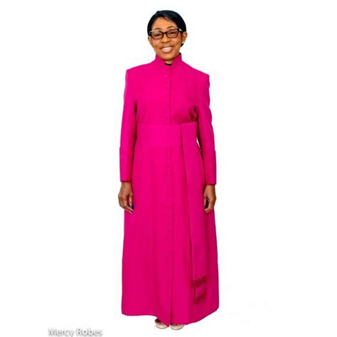 Womens Aw 33 Button Cassock Robe With Band Cincture Fuchsia Elegance For Every Occasion