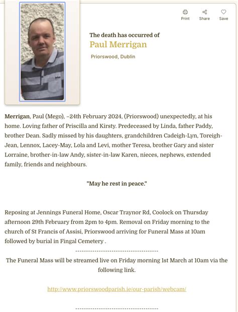 Paul Merrigan Rip Priorswood Parish