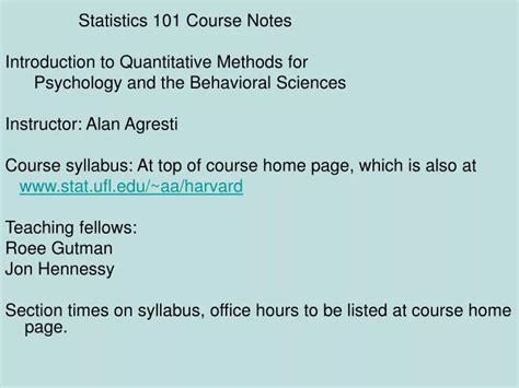 PPT Statistics Course Notes Introduction To Quantitative Methods For PowerPoint