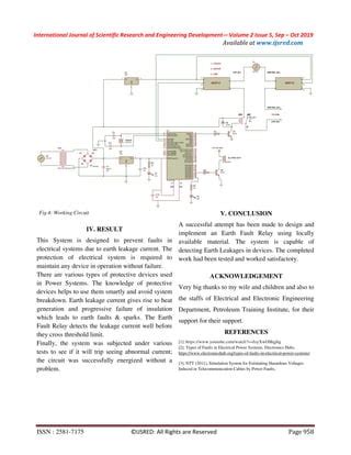 Design And Implementation Of A Single Phase Earth Fault Relay PDF