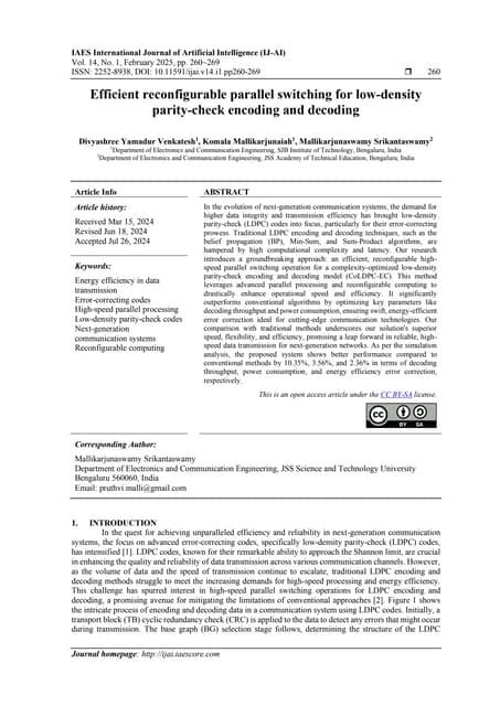Efficient Reconfigurable Parallel Switching For Low Density Parity