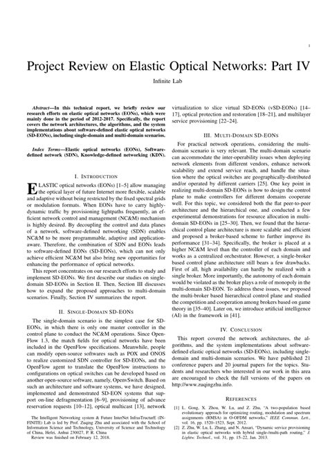 pdf project review on elastic optical networks part iv