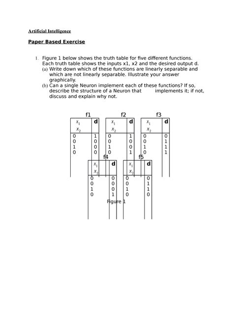 ann lab linear separability artificial intelligence paper based