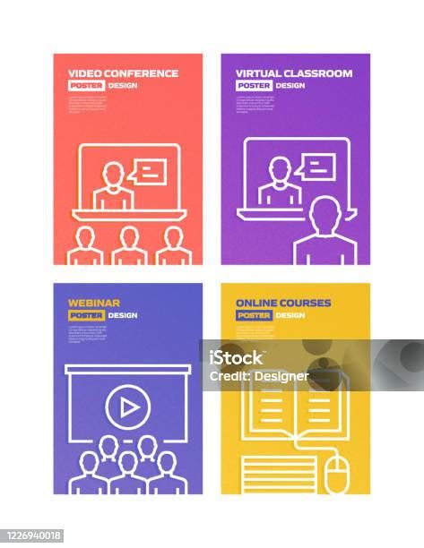E러닝 온라인 교육 홈 스쿨링 관련 브로셔 표지 포스터 디자인 템플릿 벡터 일러스트레이션 0명에 대한 스톡 벡터 아트 및 기타 이미지 Istock