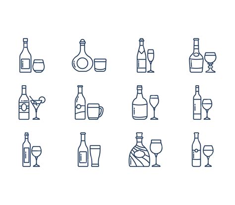 Conjunto De Botellas De Bebidas De Bar Y Restaurante Vector Premium