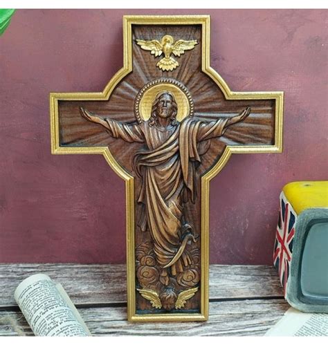 예수 그리스도 나무 십자가 가정 교회 가톨릭 단단한 조각 종교 거실 장식 티몬