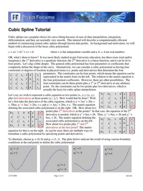 Cubic Spline Tutorial V3 Pdf Interpolation Polynomial
