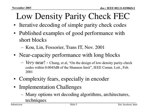 Ppt Ldpc Fec For Ieee 80211n Applications Powerpoint Presentation
