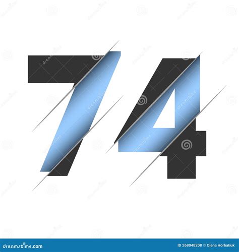 74 number 3d cut design icon for celebration design vector