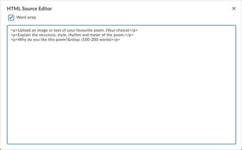 using the html editor instructor support