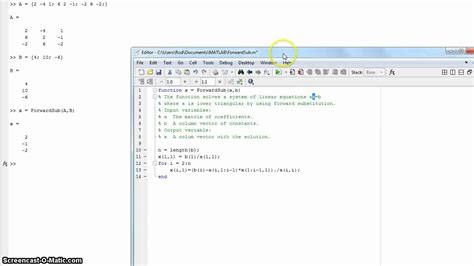 Forward Subtitution In Matlab Youtube