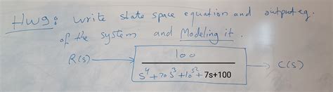 Solved Hw9 Write State Space Equation And Outputeg Of The