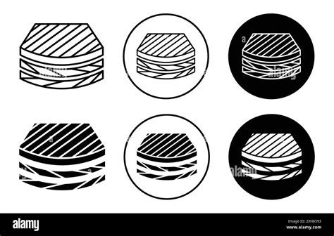 Layer Of Fabric Icon Vector Symbol Or Sign Set Collection In Black And White Outline Stock