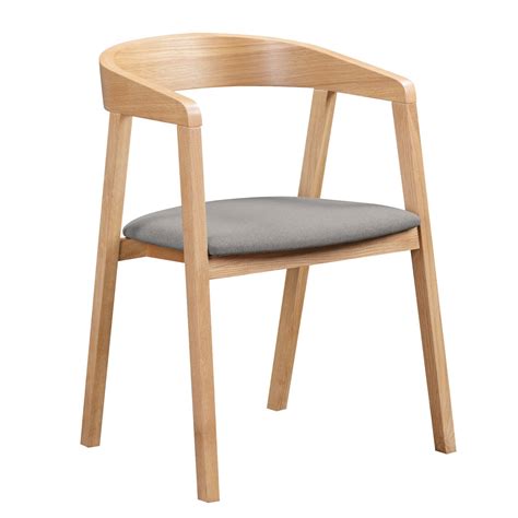 Set Of 4 Solid Oak Carver Dining Chairs With Fabric Seat Anders