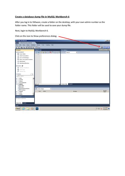 Create A Database Dump File In My Sql Workbench This Folder Will Be Used To Save Your Dump