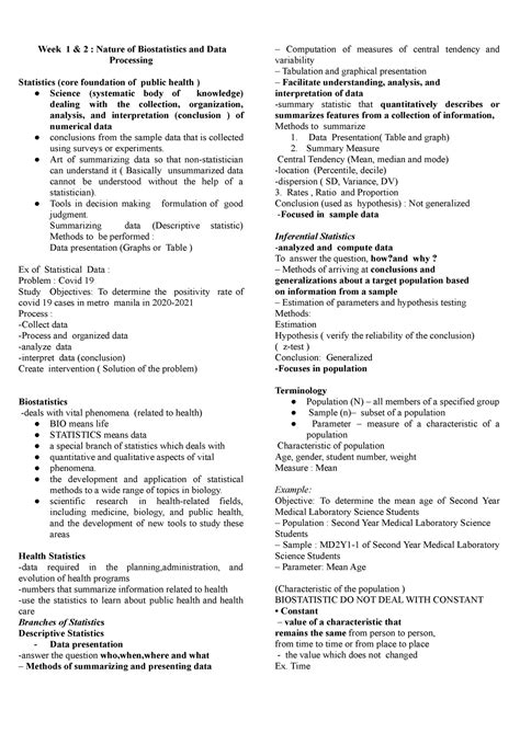Reviewer BIOE For You To Understand The Lesson Week Nature Of Biostatistics And Data